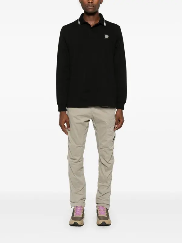 Stone Island Logo-patch Polo Shirt - Black