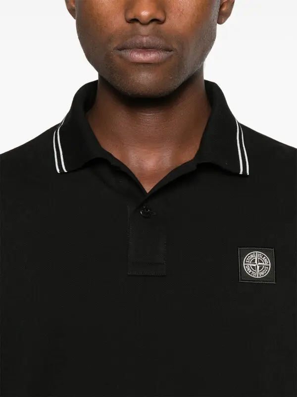 Stone Island Logo-patch Polo Shirt - Black
