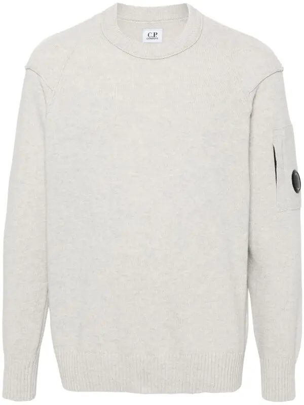 C.P. COMPANY Lens-detailed Wool-blend Sweater - Grey