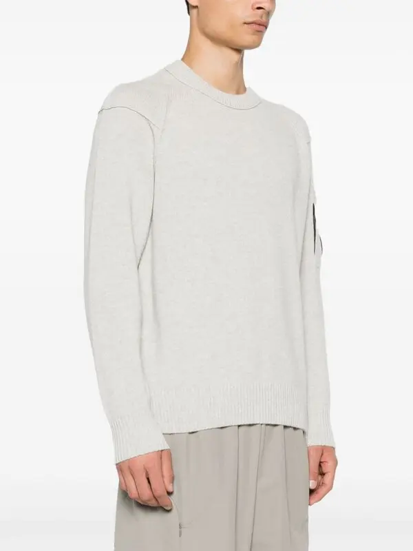 C.P. COMPANY Lens-detailed Wool-blend Sweater - Grey