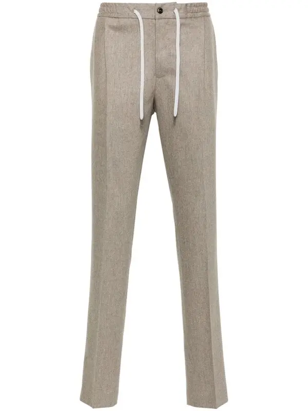 PT TORINO Pleated Trousers In Sand Beige Virgin Wool-cashmere Blend - Neutrals