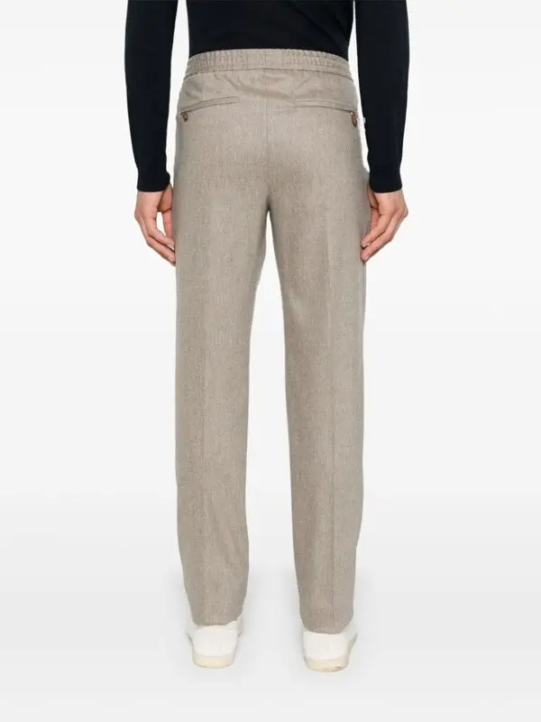 PT TORINO Pleated Trousers In Sand Beige Virgin Wool-cashmere Blend - Neutrals