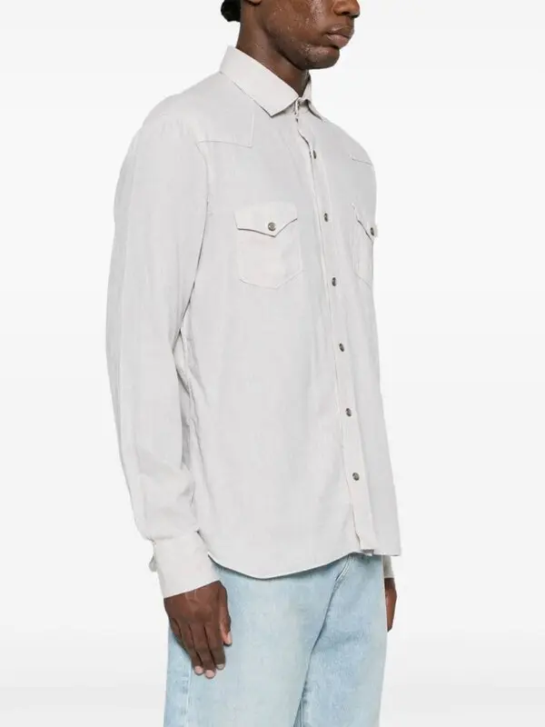 BARBA NAPOLI Slub-texture Shirt - Neutrals