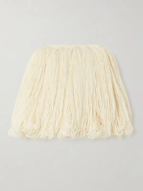 Alaïa Fringed Wool-blend Mini Skirt - White