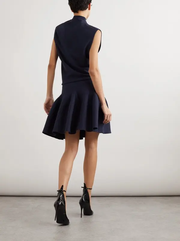 Alaïa Pleated Wool-blend Mini Dress