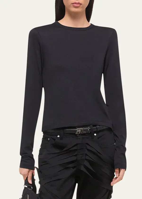Helmut Lang Slim Fit Long-sleeve Logo Tee - Black