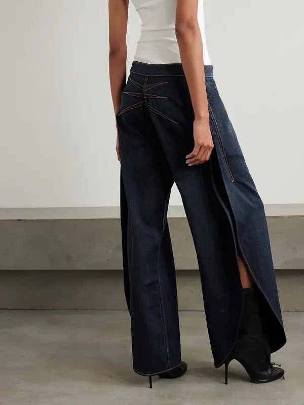 Alaïa Layered Wide-leg Jeans - Blue