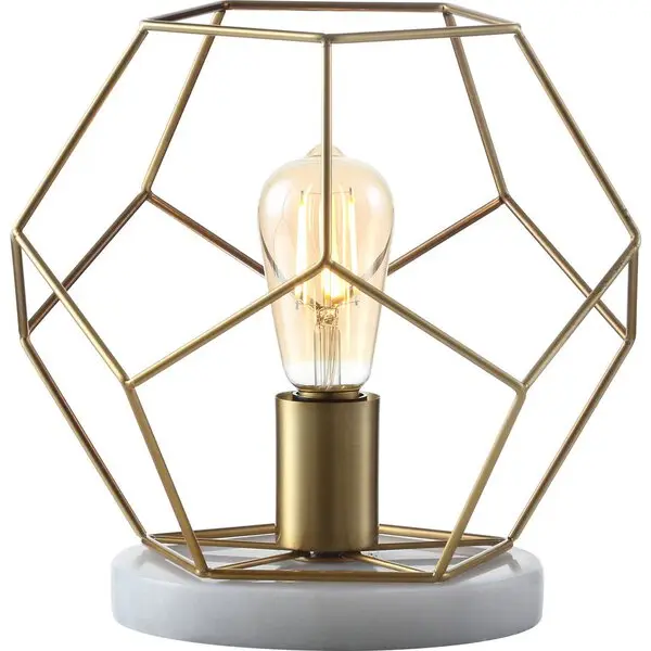 JONATHAN Y James Midcentury Glam Metal Geometric Led Table Lamp - Brass Gold