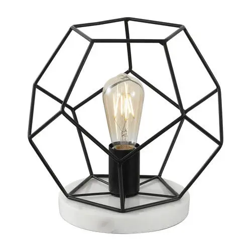 JONATHAN Y James Midcentury Glam Metal Geometric Led Table Lamp - Midnight Black