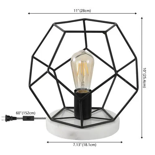 JONATHAN Y James Midcentury Glam Metal Geometric Led Table Lamp - Midnight Black
