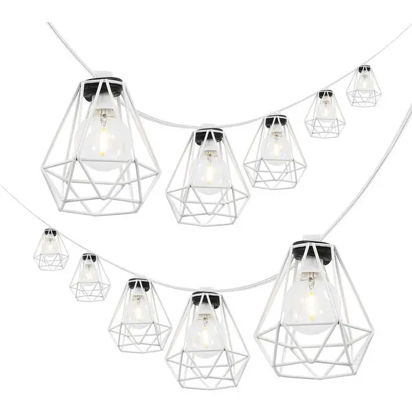 JONATHAN Y 10-light Indoor/outdoor Contemporary Transitional Incandescent G40 Diamond Cage String Lights - White