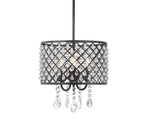 JONATHAN Y Gigi Metal/crystal Adjustable Led Drop Chandelier - Black