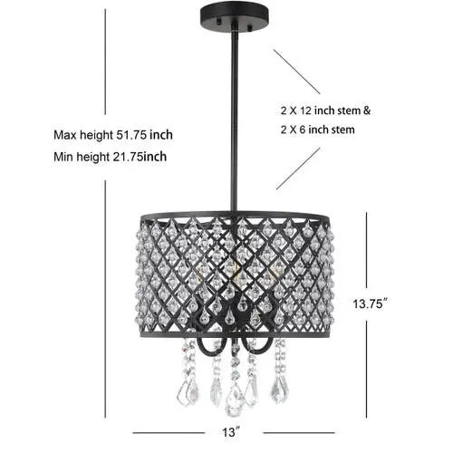 JONATHAN Y Gigi Metal/crystal Adjustable Led Drop Chandelier