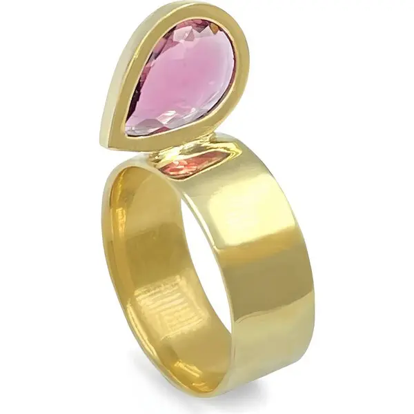 LESLIE PAIGE Perched Setting Tourmaline Ring - Yellow Gold/tourmaline