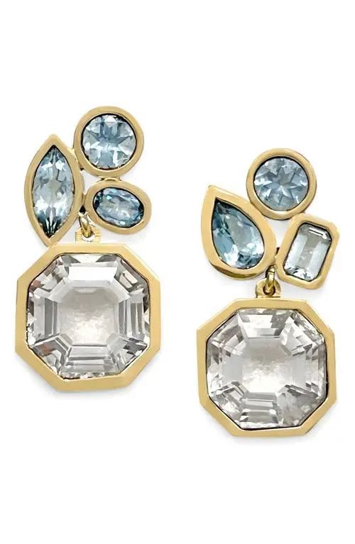 LESLIE PAIGE Quartz And Topaz Drop Earrings - Yellow Gold/topaz