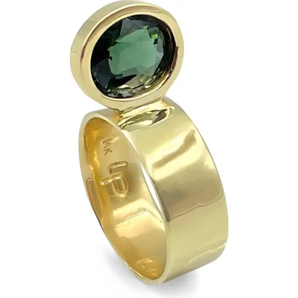 LESLIE PAIGE Perched Setting Tourmaline Ring - Yellow Gold/tourmaline