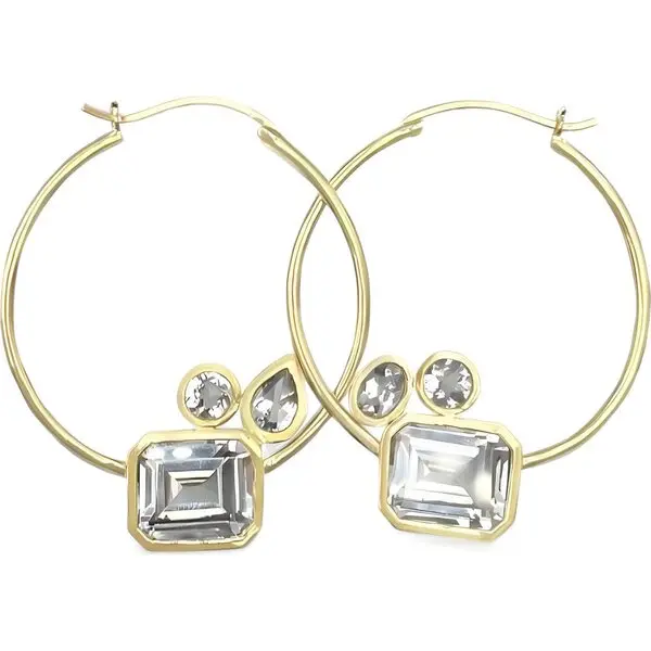 LESLIE PAIGE Topaz Hoop Earrings - Yellow Gold/topaz