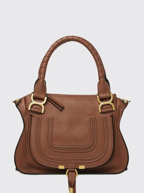 Chloé Marcie Grained Calfskin Handbag - Brown