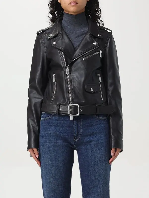 Pinko Leather Biker Jacket - Brown