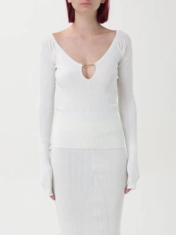 Jacquemus Ribbed Knit Top With Plunge Neckline
