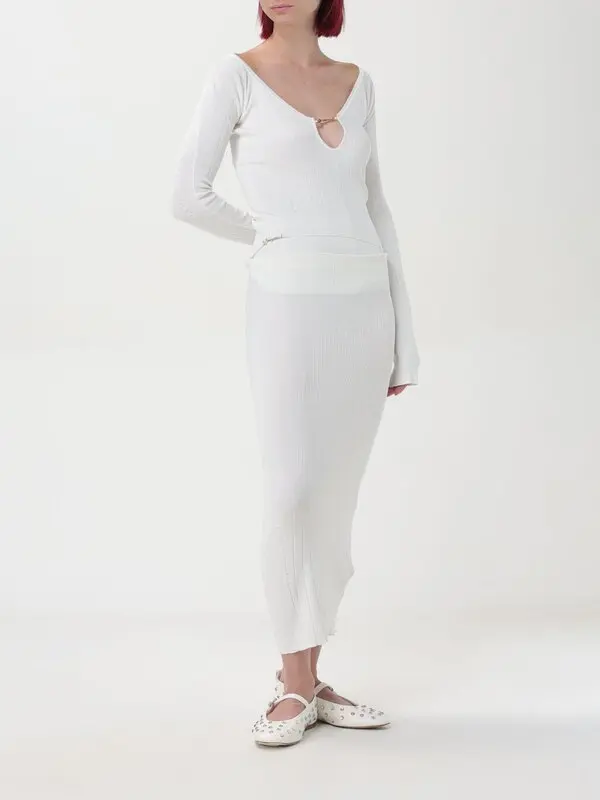 Jacquemus Ribbed Knit Top With Plunge Neckline