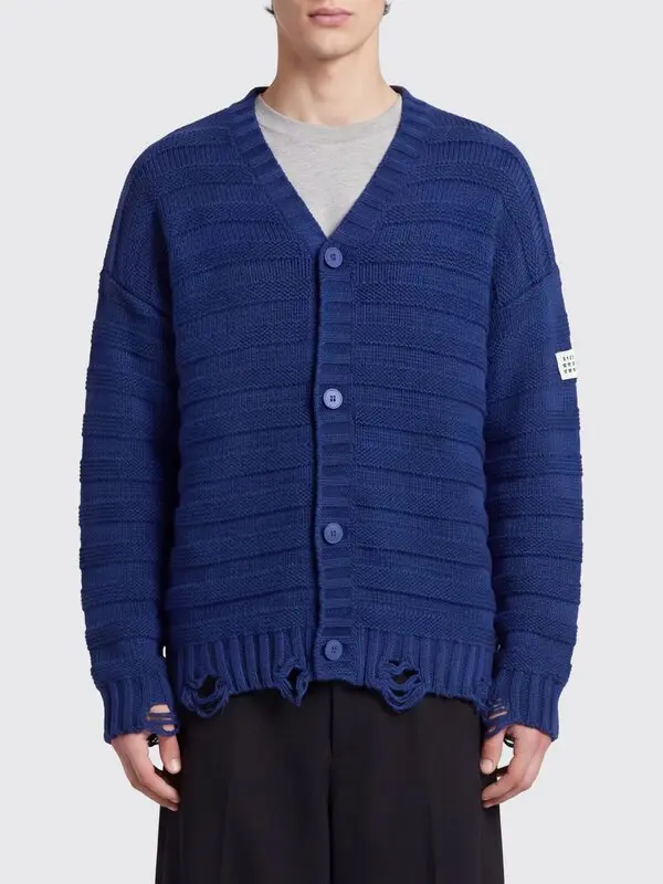 MAISON MARGIELA Relaxed Fit Distressed Wool-blend Cardigan - Blue