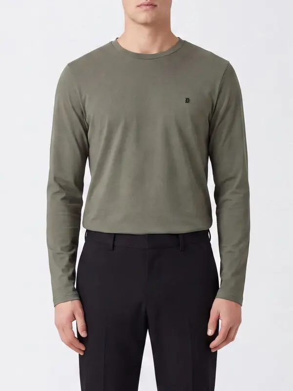 DONDUP Long-sleeved Cotton T-shirt With Crew Neck And Contrast Logo - Green