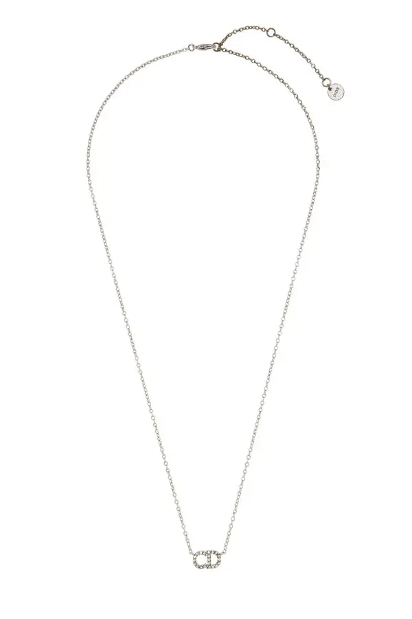 Dior Crystal 'cd' Logo Necklace - Silver
