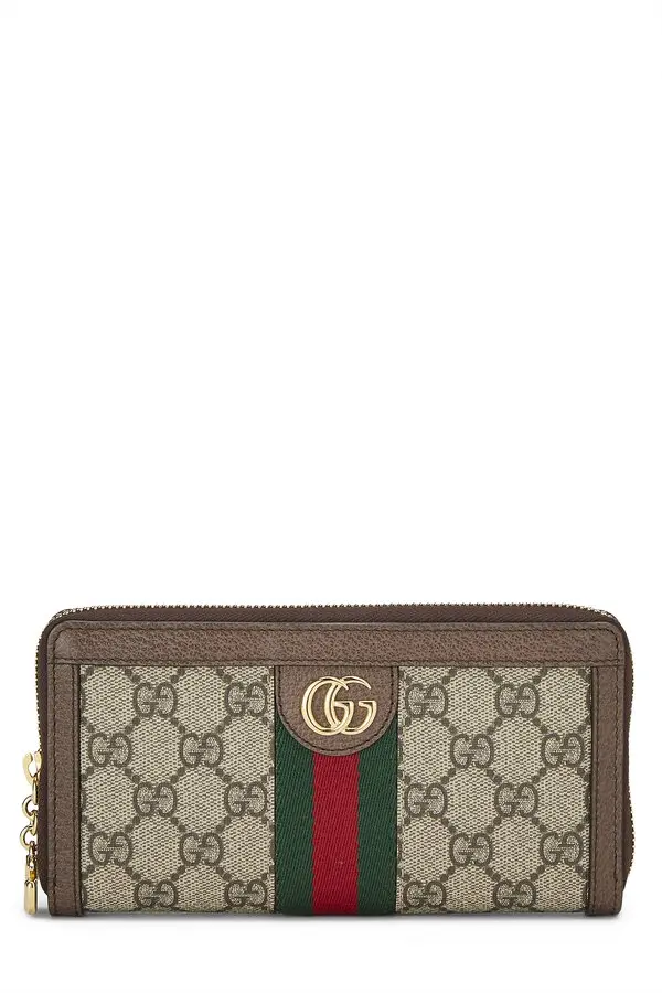 Gucci Original Gg Supreme Canvas Ophidia Zip Wallet - Brown