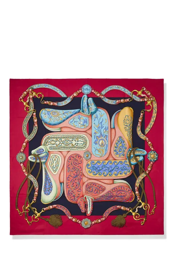 Hermès Multicolor 'festival' Silk Scarf 90 - Burgundy