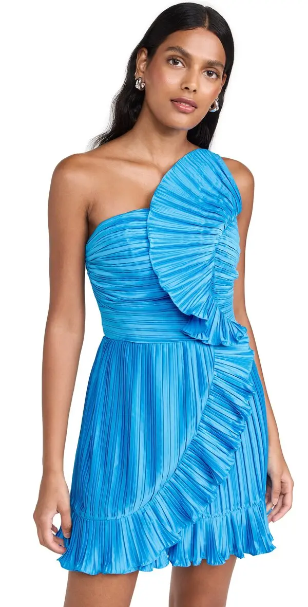AMUR Kelce Fitted Flounce Mini Dress