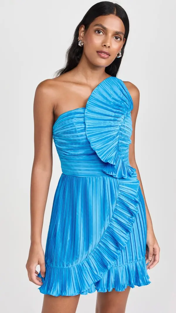 AMUR Kelce Fitted Flounce Mini Dress