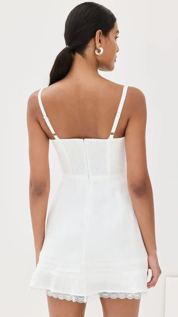 knee length dresses for ladies Ariette Linen Blend Sleeveless Midi Dress Linen White
