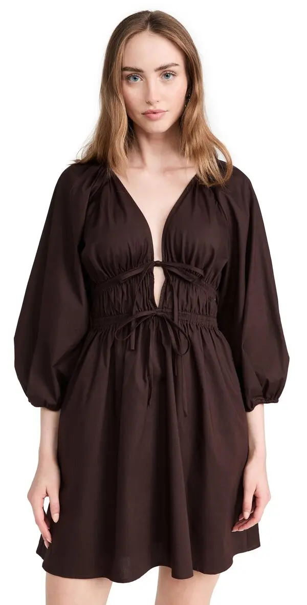 WAYF Leighton Mini Dress - Espresso
