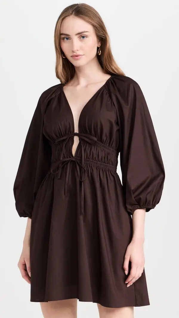 WAYF Leighton Mini Dress - Espresso