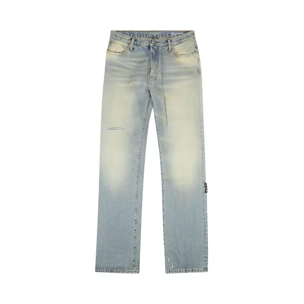 Off-White Distressed Straight Leg Jeans