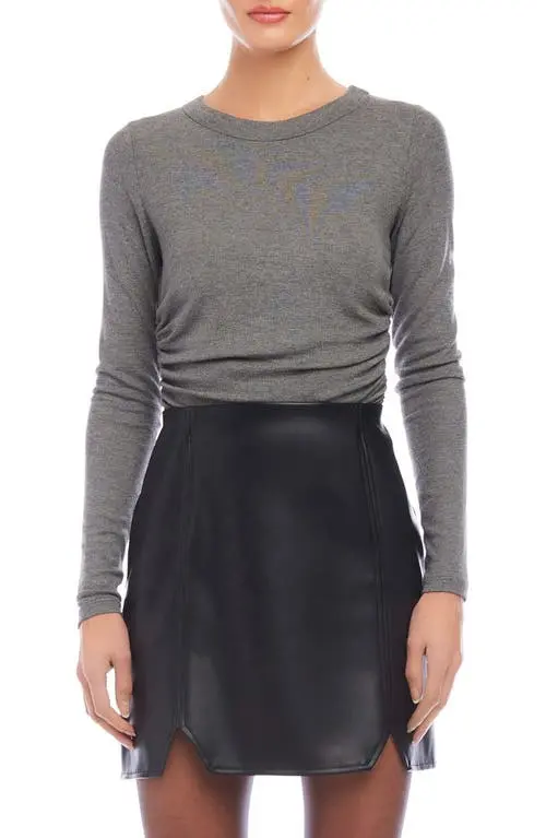 Fifteen Twenty Side Shirred Rib Top - Charcoal