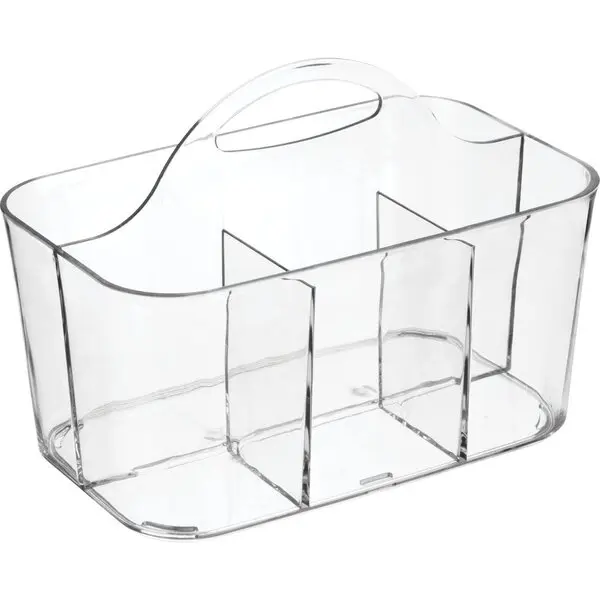MDESIGN Midesign Small Plastic Divided Cosmetic Storage Organizer Caddy Tote Bin - Clear