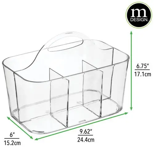 MDESIGN Midesign Small Plastic Divided Cosmetic Storage Organizer Caddy Tote Bin