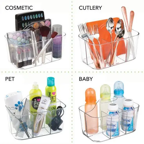 MDESIGN Midesign Small Plastic Divided Cosmetic Storage Organizer Caddy Tote Bin
