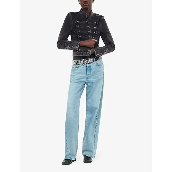 The Kooples Button-embellished Denim Jacket - Black Washed