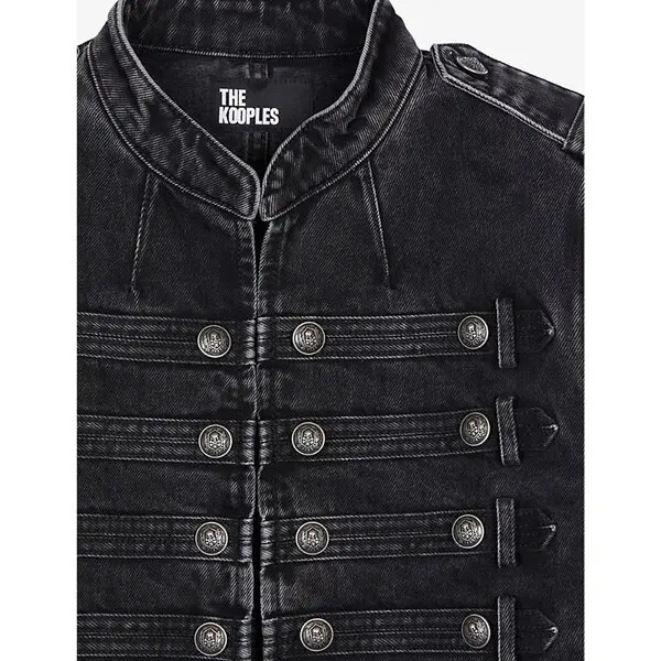 The Kooples Button-embellished Denim Jacket - Black Washed
