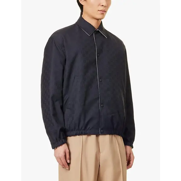 Gucci Monogram-print Two-welt-pockets Regular-fit Cotton Jacket