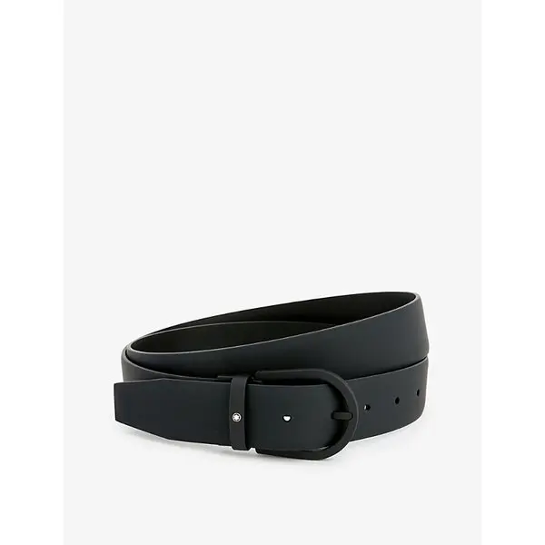Montblanc Horseshoe Buckle Leather Belt - Black