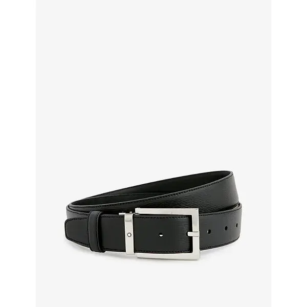 Montblanc Rectangular Buckle Leather Belt - Black