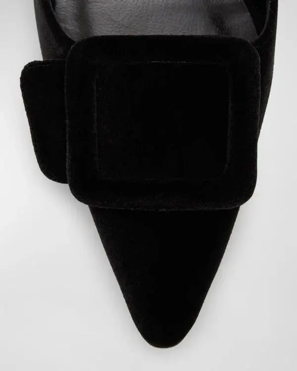 Manolo Blahnik Maysale Velvet Mule Pumps - Black