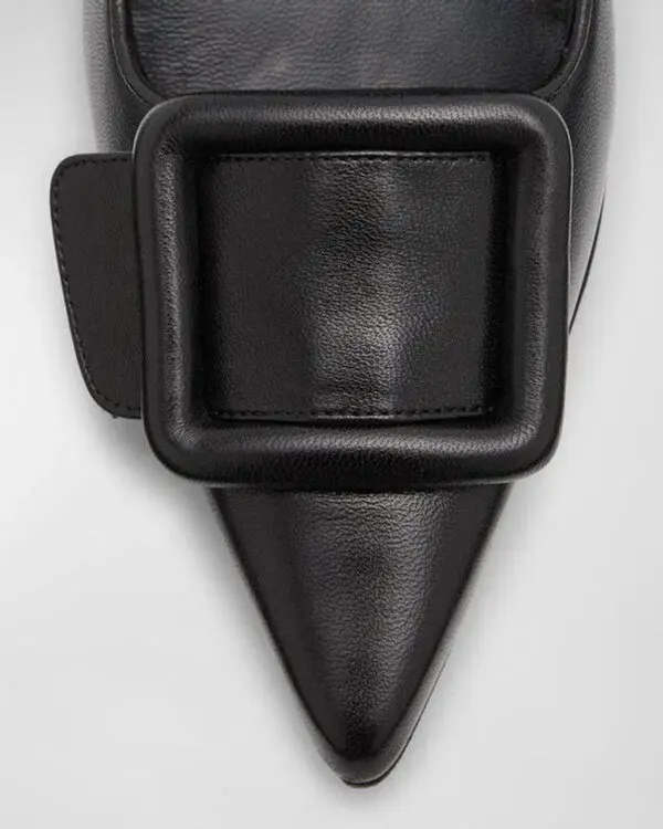Manolo Blahnik Maysale Leather Buckle Pumps - Black