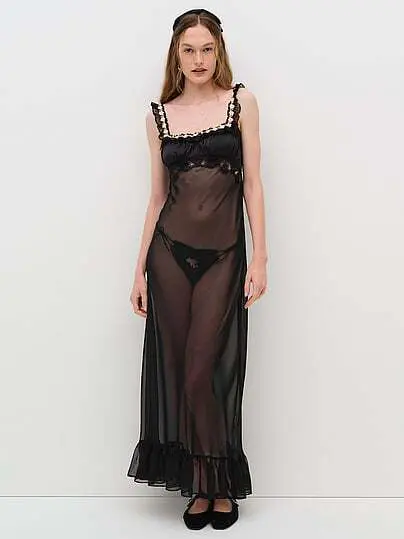 Victoria'S Secret For Love & Lemons Gertrude Maxi Slip Dress - Black |  Editorialist