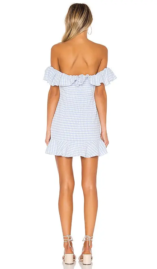 Majorelle Daze Away Gingham Off-the-shoulder Dress