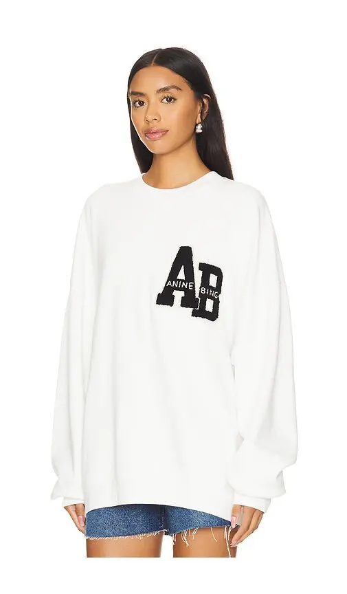 ANINE BING Miles Letterman Sweatshirt - Off White
